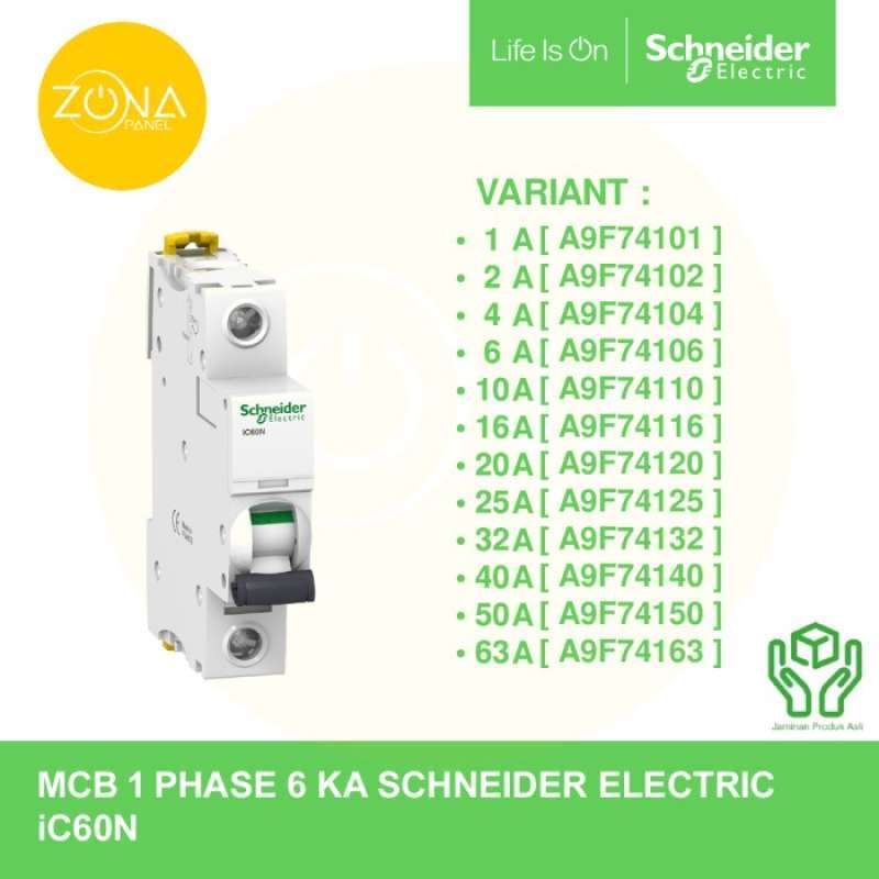 Jual Mcb Schneider 1 Phase Ic60n 1p 6a 10a 16a 20a 25a 32a 40a 50a 63a Ori - 25a Di Seller ...