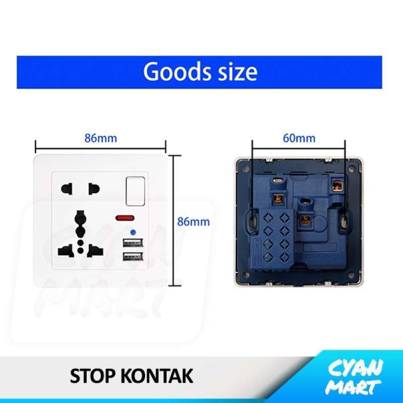 Jual Stop Kontak Usb Double Steker Colokan Listrik Dinding Saklar Dual ...