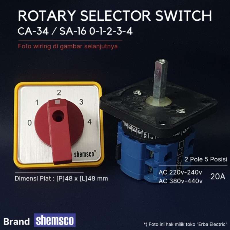 Jual Shemsco Ca-34-20 0-1-2-3-4 Rotary Selector Switch 2p 5 Posisi Di Seller Raindrop ...