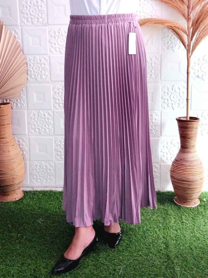 Jual Rok Plisket Panjang Jumbo Wanita Dewasa Bawahan Muslim Lebar - Marun Di Seller Aghanim ...