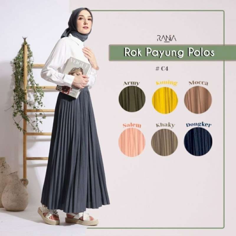 Jual Rok Plisket Premium Polos Rania Original - Maroon Di Seller ...