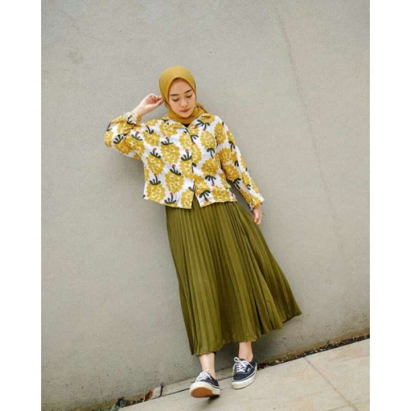 Jual Rok Plisket Premium Oot Selebgram Hijab Aneka Warna - Biru Di ...
