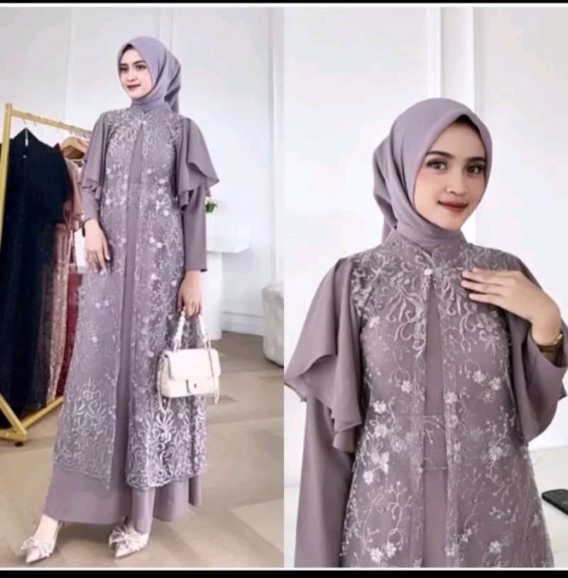 Jual Dress Georgina 2 In 1 Dress Raya Kekinian Wisuda Kondangan Busui ...