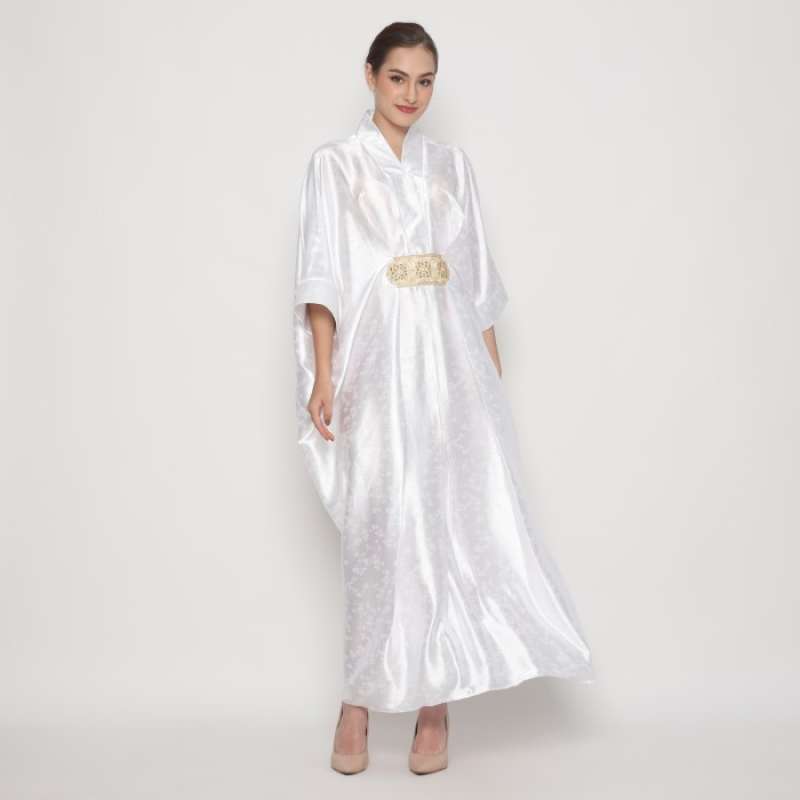 Jual Kimore - Kaftan Model Kimono - Silky - White - With Beads Di ...