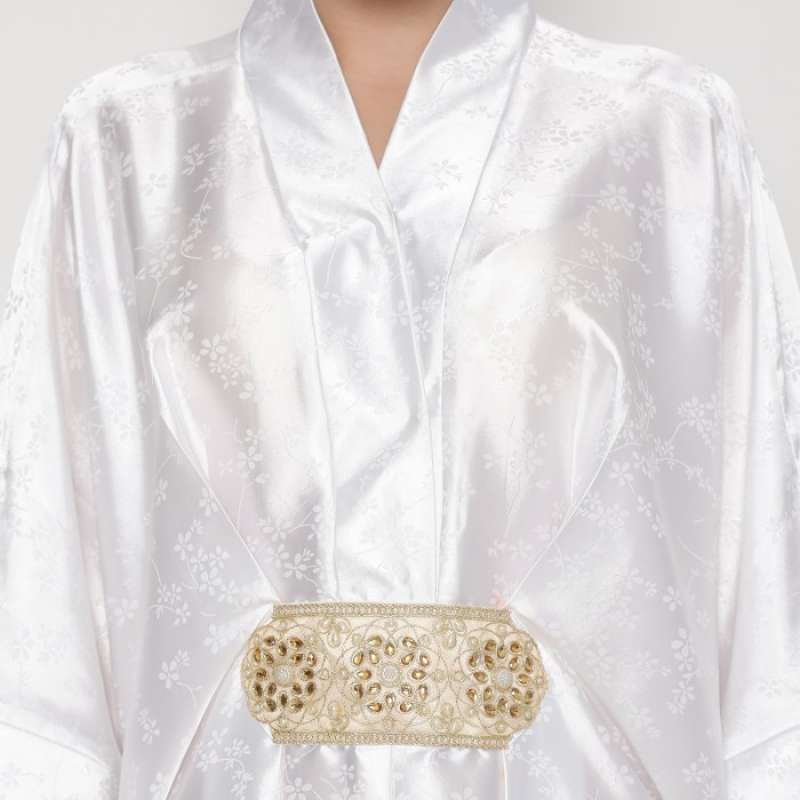Jual Kimore - Kaftan Model Kimono - Silky - White - With Beads Di ...