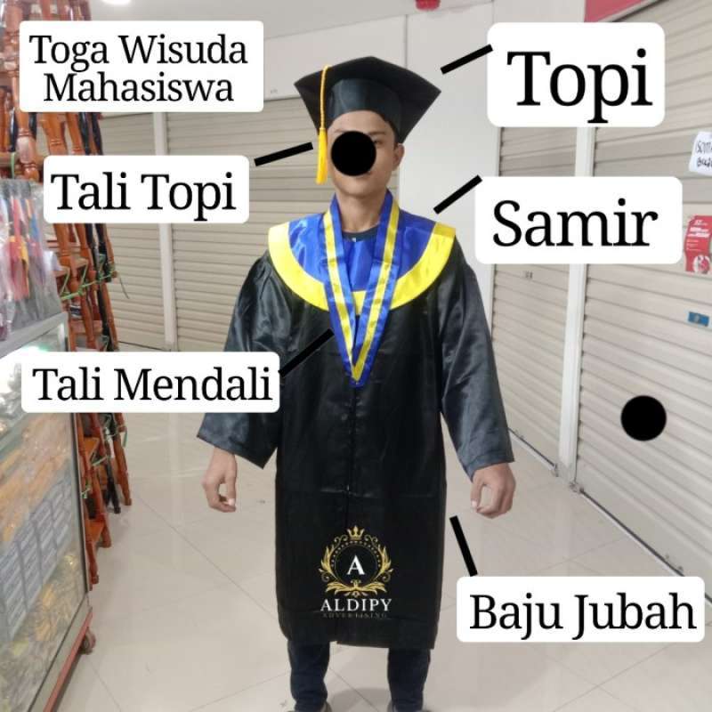 Promo Toga Wisuda Mahasiswa Paket Lengkap Warna Samir Kuning Lis Biru ...