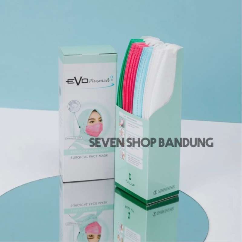 Promo Masker Evo Plusmed Hijab 3 Ply Non Headloop Isi 25 Pcs Duckbill ...