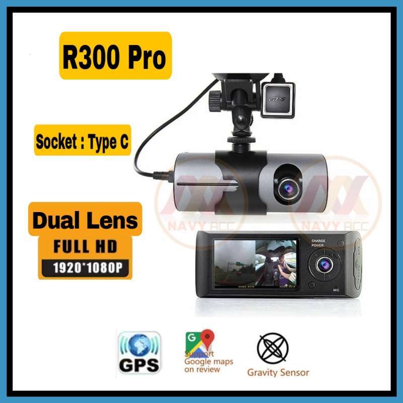 Promo Dvr Mobil Dual Kamera Gps R300 Pro - Cctv Mobil Dash Cam Dual ...