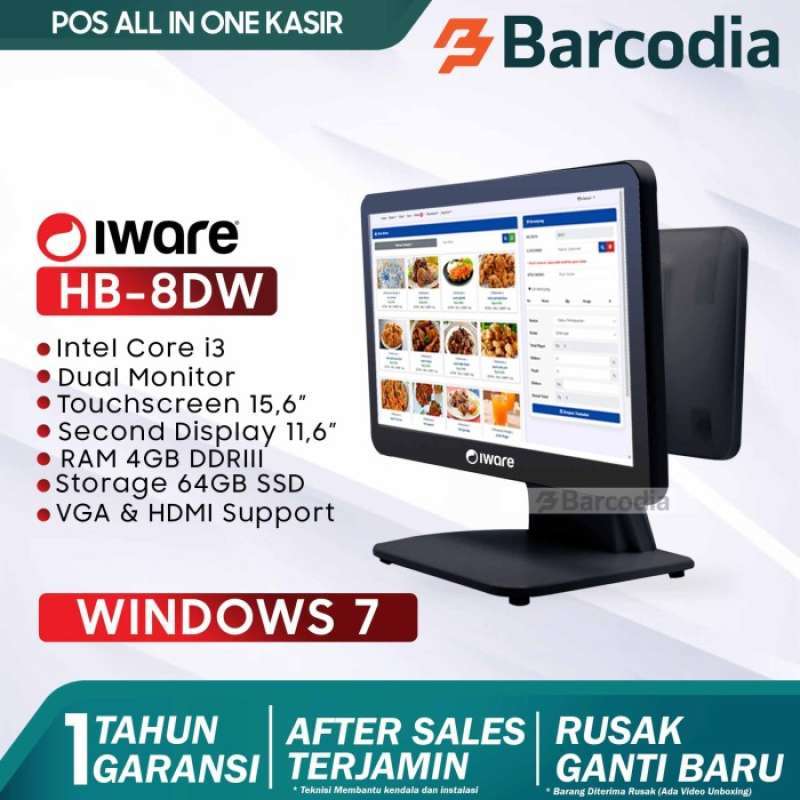 Jual Mesin Kasir Pc Pos All In One Dual Monitor I5 Touchscreen Iware Hb-8dw Terbaik Di Seller ...