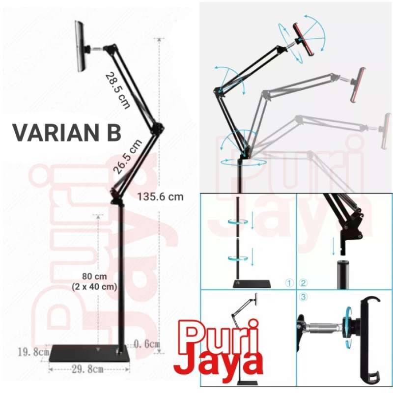 Jual Stand Tablet Phone Floor Standing Holder Tiang Hp iPad Treadmill ...