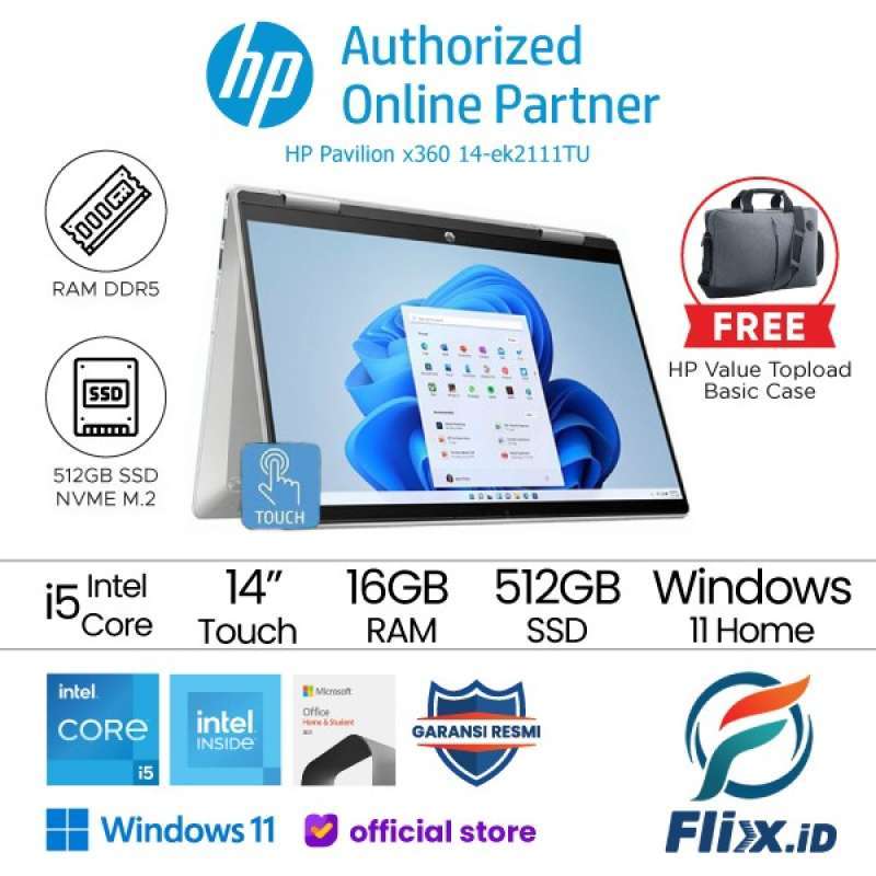Jual Hp Pavilion X360 14-ek2111tu Intel 5 120u 16gb 512gb Ssd Ips Touch ...