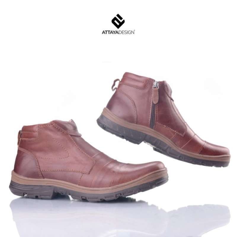 Jual Sepatu Boots Pria Kulit Asli Resleting Attaya Design Tanpa Tali ...