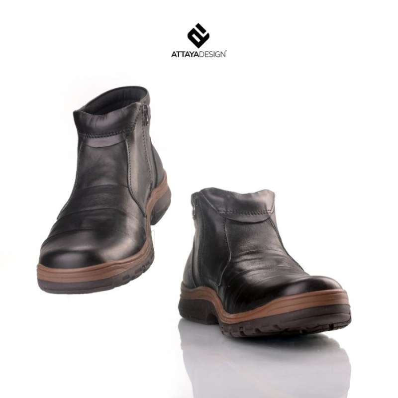 Jual Sepatu Boots Pria Kulit Asli Resleting Attaya Design Tanpa Tali ...