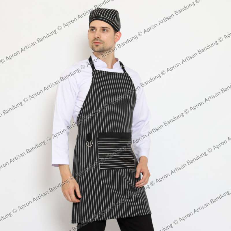 Jual Apron Full Salur Kalung Hitam Putih Ukuran All Size Untuk Koki ...