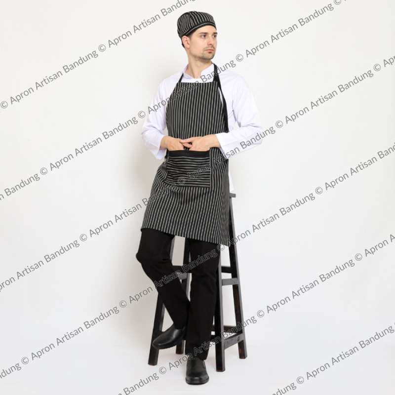 Jual Apron Full Salur Kalung Hitam Putih Ukuran All Size Untuk Koki ...