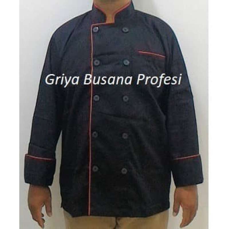 Jual Jumbo Seragam Baju Chef Baju Koki Hitam Lengan Panjang Size Xxl ...