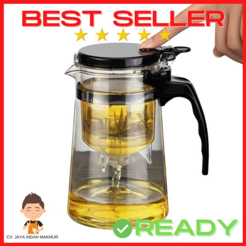 Jual Teko Teh Kaca Teapot With Button Stainless Mesh Filter Teko Seduh ...