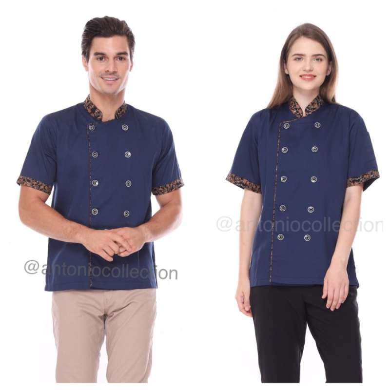 Jual Baju Koki / Chef Biru Dongker Kombinasi Batik Cokelat - M Di Seller Winter - Cengkareng ...