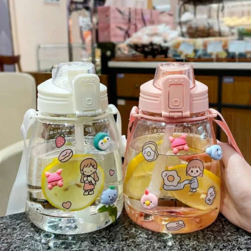 Promo Botol Minum Polos 1l Free Sticker Tempat Minum Anak Sedotan Tali ...