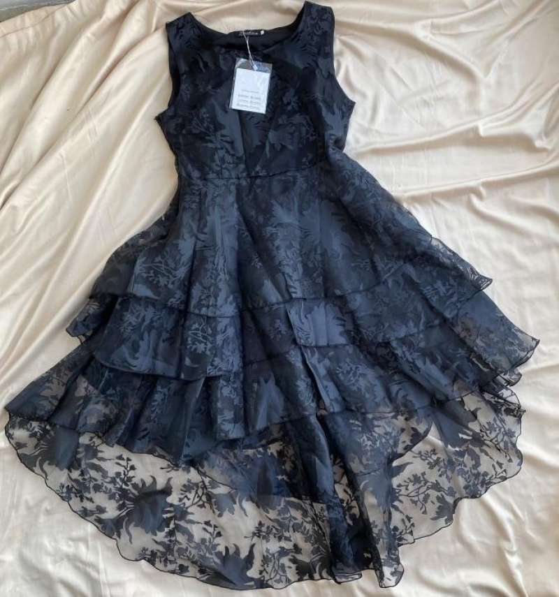 Jual Prom Black Dress Layer Party Gown Gaun Pesta Midi Hitam Wanita Di ...