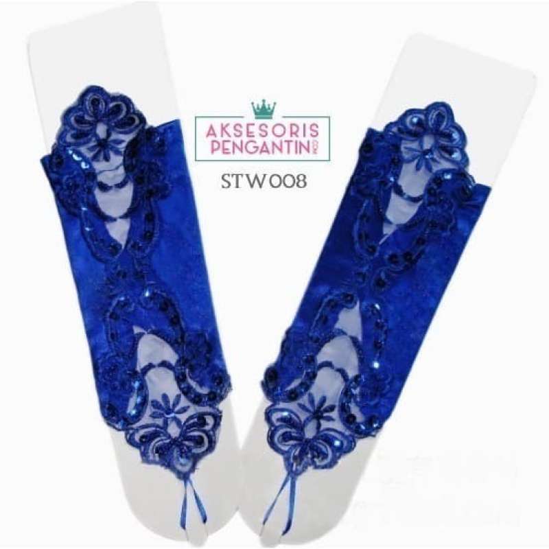 Jual Sarung Tangan Pesta Lace Brokat Biru Wedding Gloves Wanita Stw008 ...