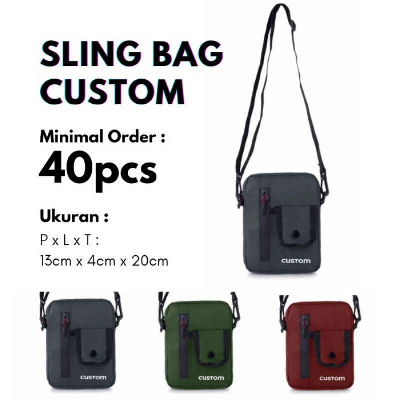 Promo Custom Tas Sling Bag Pria 522 Bisa Menggunakan Logo Sendiri ...
