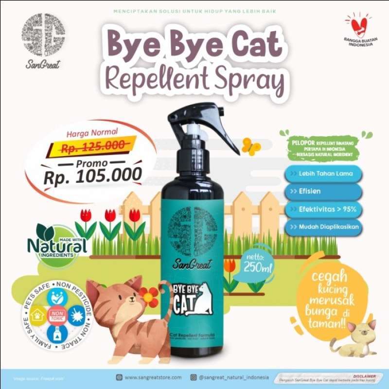 Promo Pengusir Kucing Spray, Cat Repellent Aman Bye Bye Cat Spray 250 ...