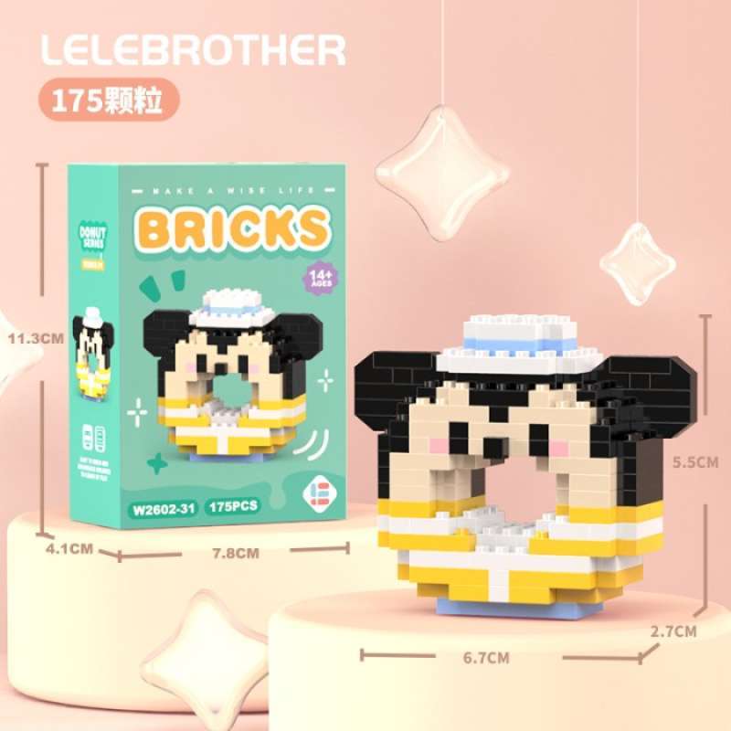 Promo Nano Brick Mini Disney Brick Bentuk Donat Princess Lucu - Mickey ...