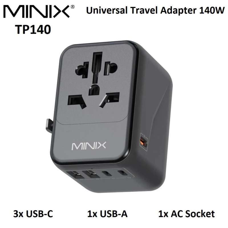 Jual Minix Tp140 - 140w Universal Travel Adapter With 4 Usb Ports - Gan ...