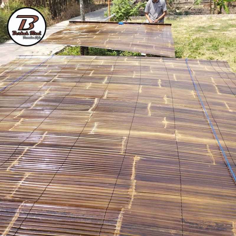 Jual Tirai Gulung Bambu Hitam L2,5x2,5m Vernis Plitur Lengkap Katrol ...
