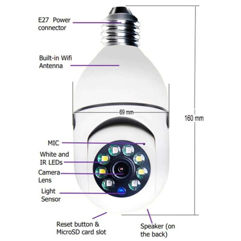 Promo Cctv Ip Camera Auto Tracking 1080p E27 Wireless Dual Light Ir ...