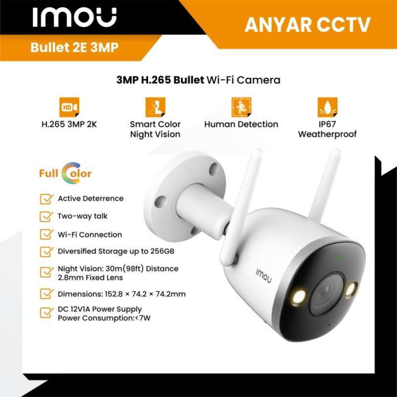 Promo Imou Bullet 2e - 3mp Smart Color Night Vision Human Detection ...