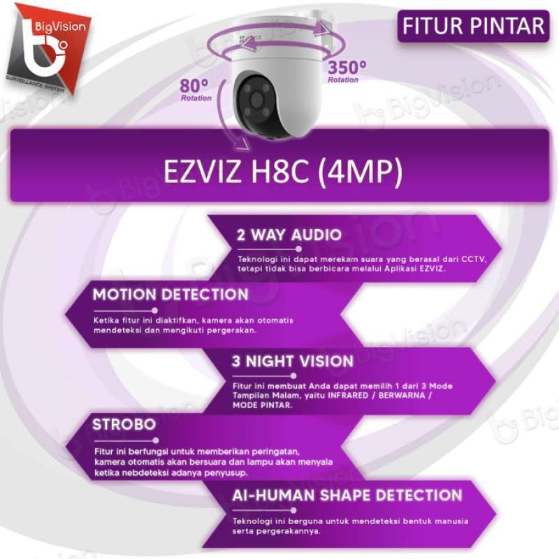 Promo Ezviz H8c 4mp 2k Cam Cctv Wifi Ip Camera Smart Wireless Kamera ...