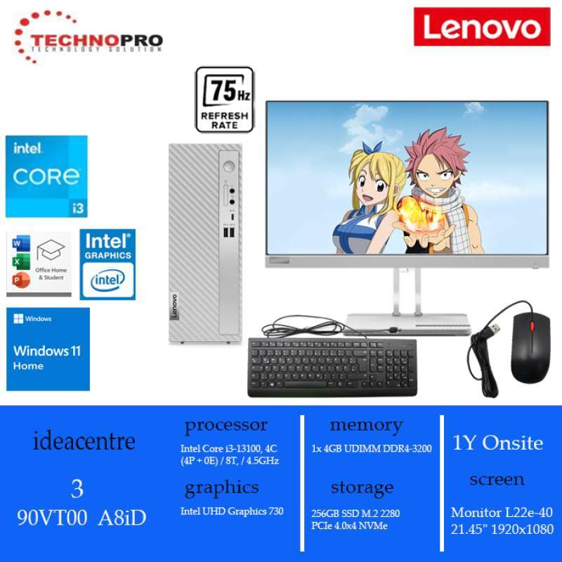 Promo Lenovo Ideacentre 3 07irb8 90vt00 A8id || Intel Core I3-13100 Uhd 4gb Ddr4-3200 256gb Ssd ...