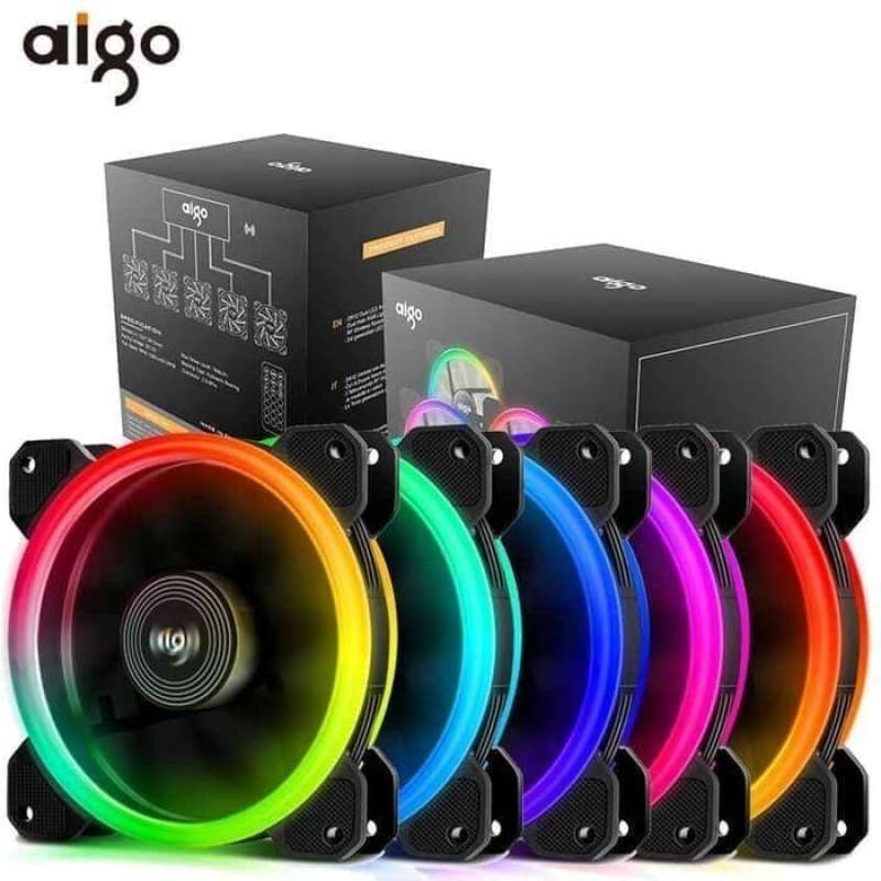 Promo Aigo Dr12 5in1 Double Ring Fan Rgb - Five Pack With Controller ...