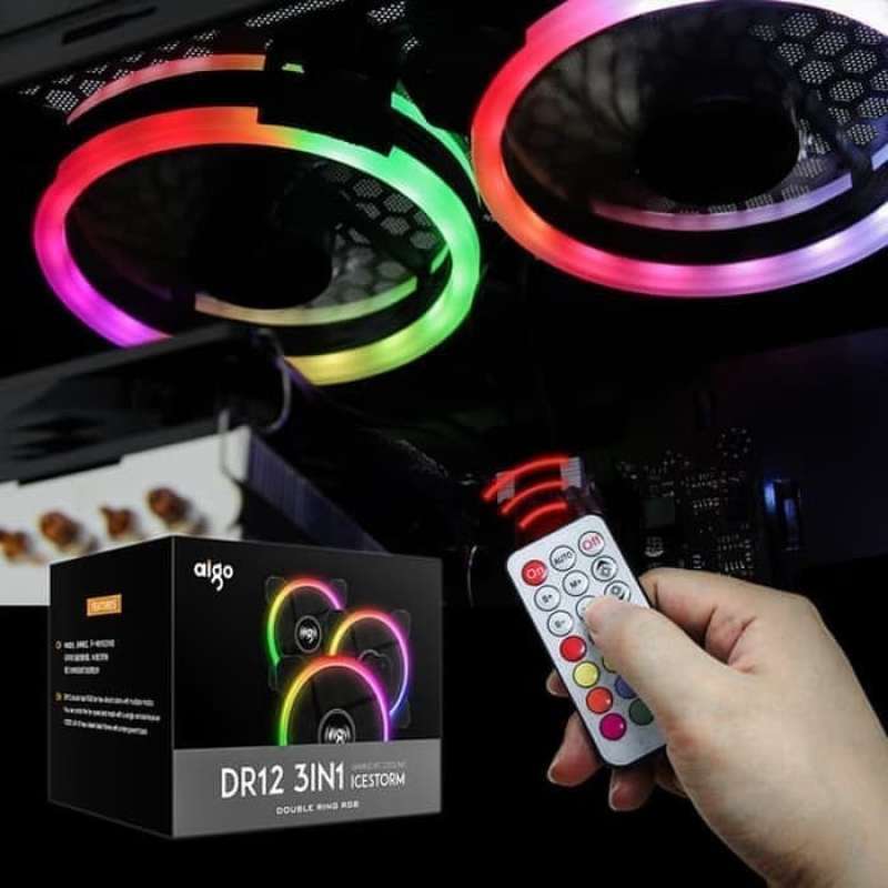 Promo Aigo Dr12 5in1 Double Ring Fan Rgb - Five Pack With Controller ...