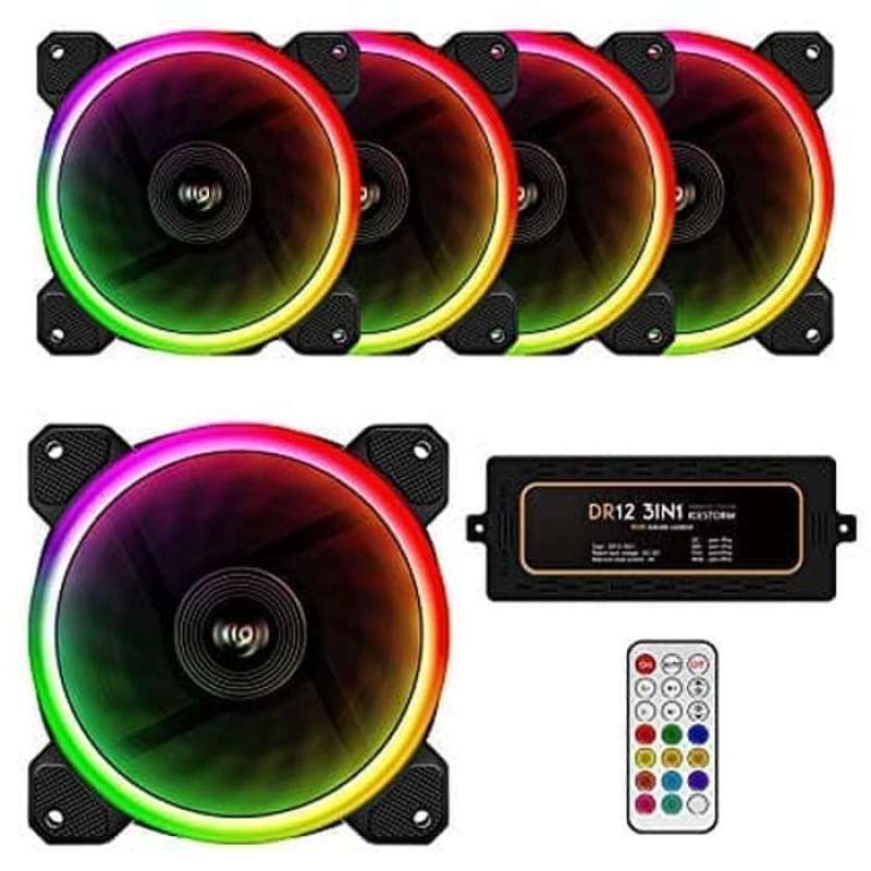 Promo Aigo Dr12 5in1 Double Ring Fan Rgb - Five Pack With Controller ...