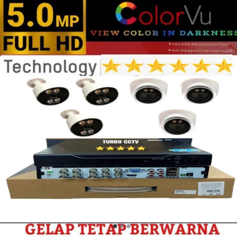 Promo Paket Cctv Colorvu 8 Channel 5 Camera 5mp 1080p Turbo Hd Kamera ...