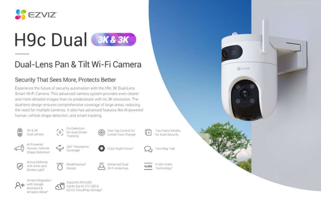 Promo Ezviz H9c Dual-lens 3k (5mp+5mp) Smart Home Wifi Pan Tilt Ip ...