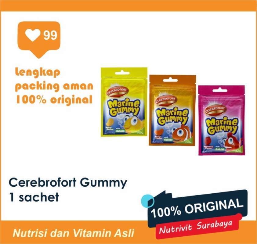 Jual Permen Cerebrofort Marine Gummy Sachet Aneka Varian - - Mixfruit ...