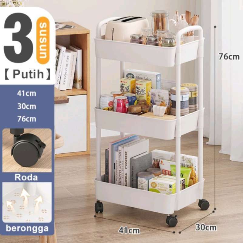 Promo Rak Roda Dapur Rak Troli Susun 3 & 4 Tingkat Serbaguna Rak Kamar ...