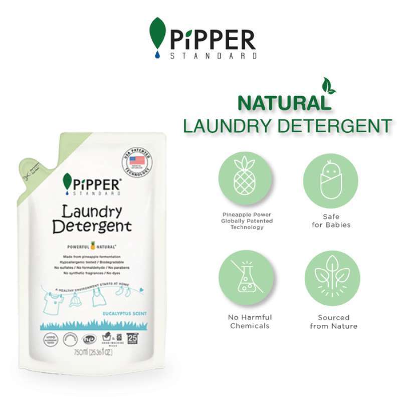 Jual Pipper Laundry Detergent Eucalyptus Scent 750ml Refill Pouch Di ...