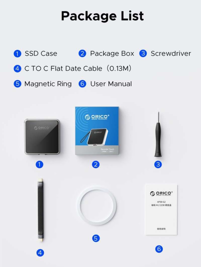 Jual Orico Magnetic MagSafe M.2 2230 Ssd Enclosure Direct External ...