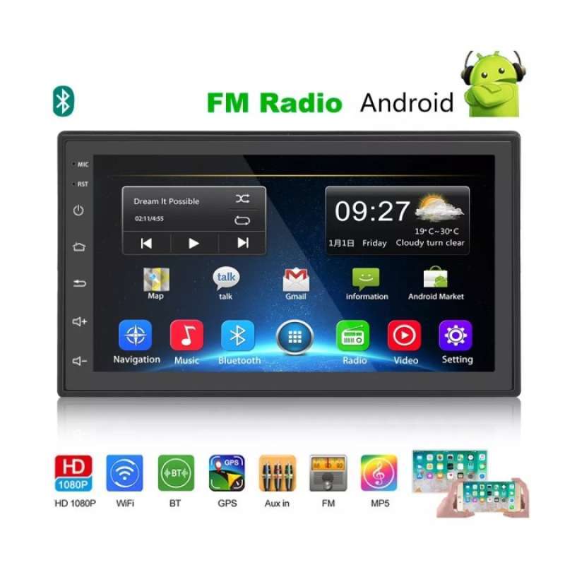 Promo Head Unit Double Din 7 Inch Android 9.1 Touchscreen Gps Wifi Bt ...