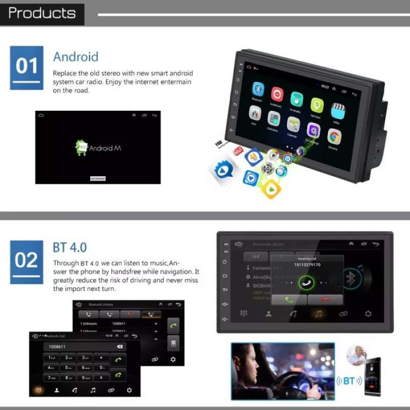 Promo Head Unit Double Din 7 Inch Android 9.1 Touchscreen Gps Wifi Bt ...