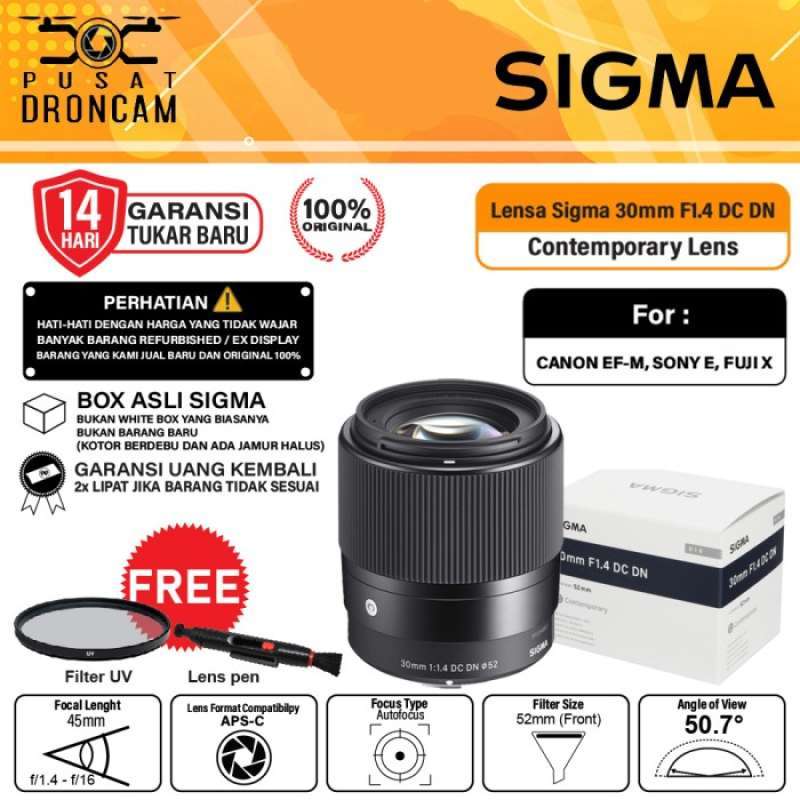Promo Lensa Sigma 30mm F1.4 Dc Cn For Sony E-mount Original - Paket ...