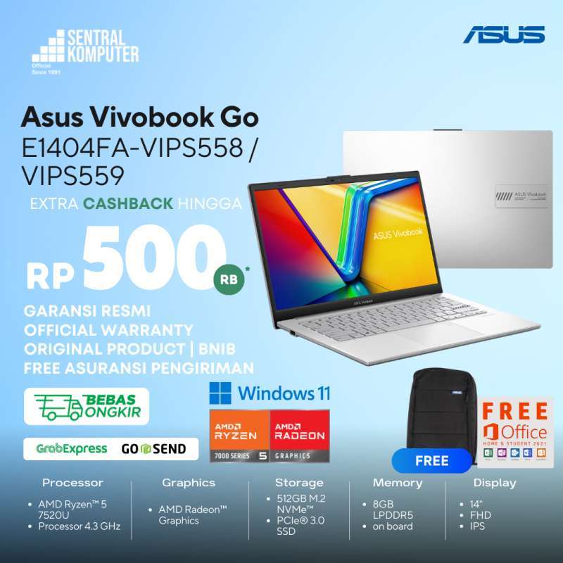 Jual Asus Vivobook Go E1404fa Amd Ryzen 5 7520u 14.0-inch 8gb Lpddr5 ...