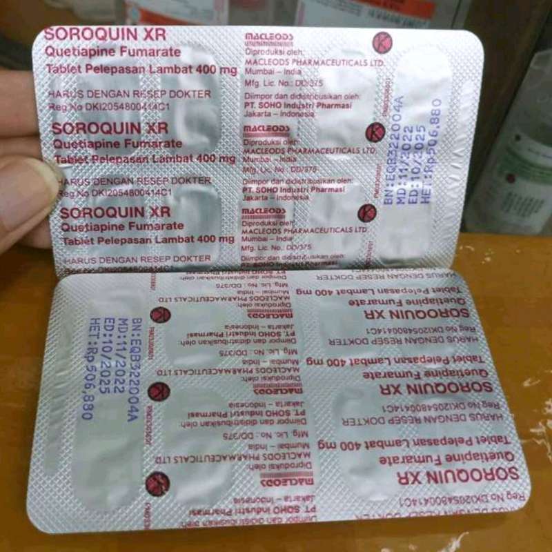 Promo Soroquin Xr 400 Mg Quetiapine 400 Mg Strip Original 10 Tablet ...