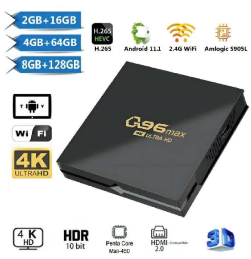 Jual Q96 Max Android Smart Tv Box Ram 4gb + 32gb Android Wifi 4k Hd Tv ...