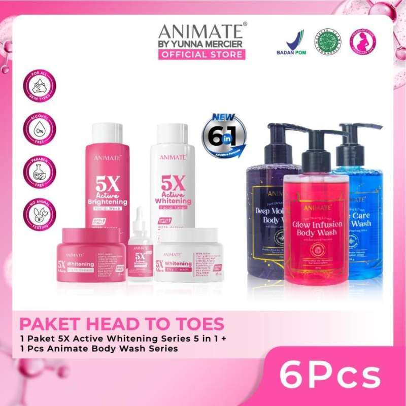 Promo Paket Head To Toes Whitening Series 5in1 + Body Wash Acne Diskon 45% Di Seller Animate ...